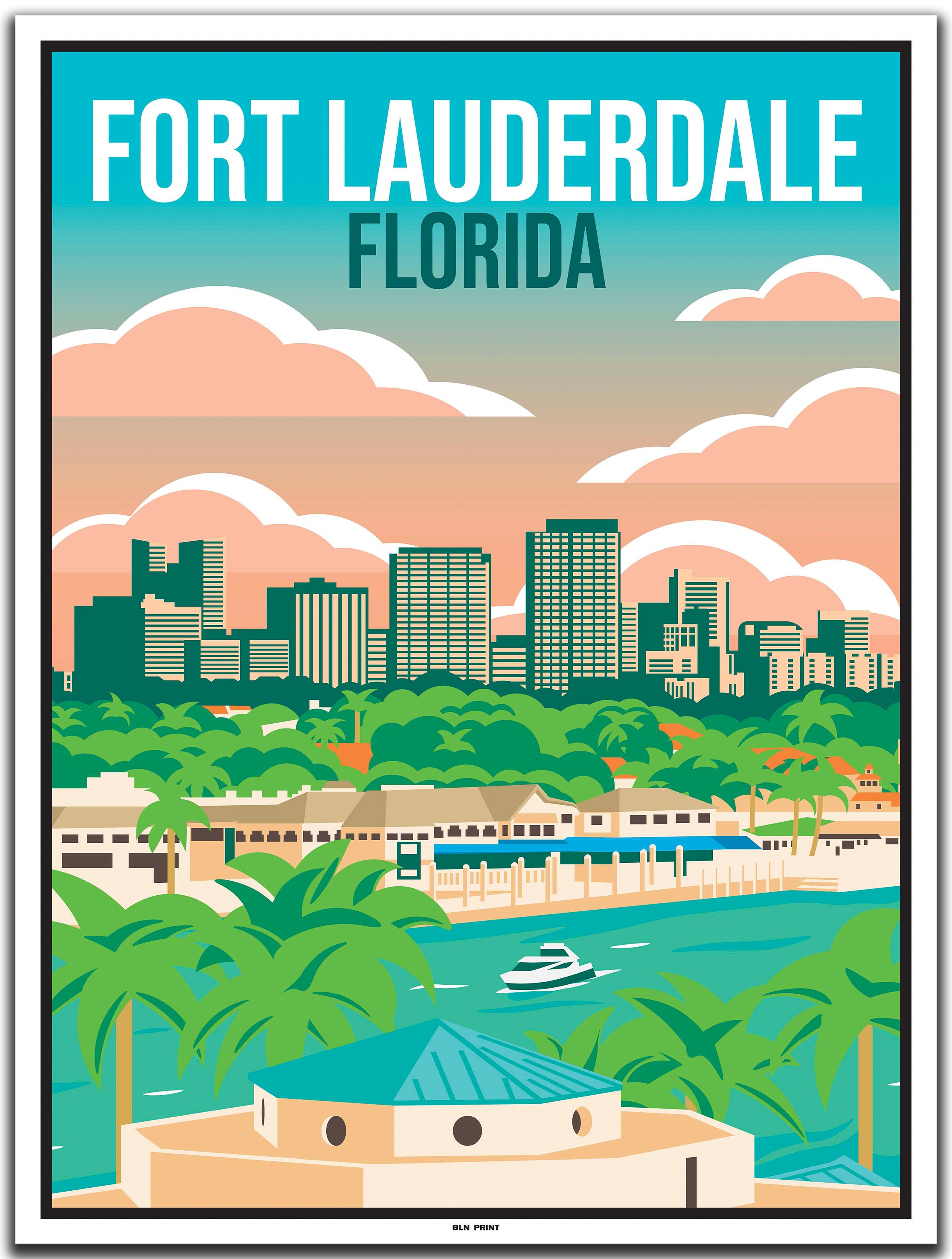 Fort Lauderdale (1) - Vintage Travel Poster – BLN PRINT