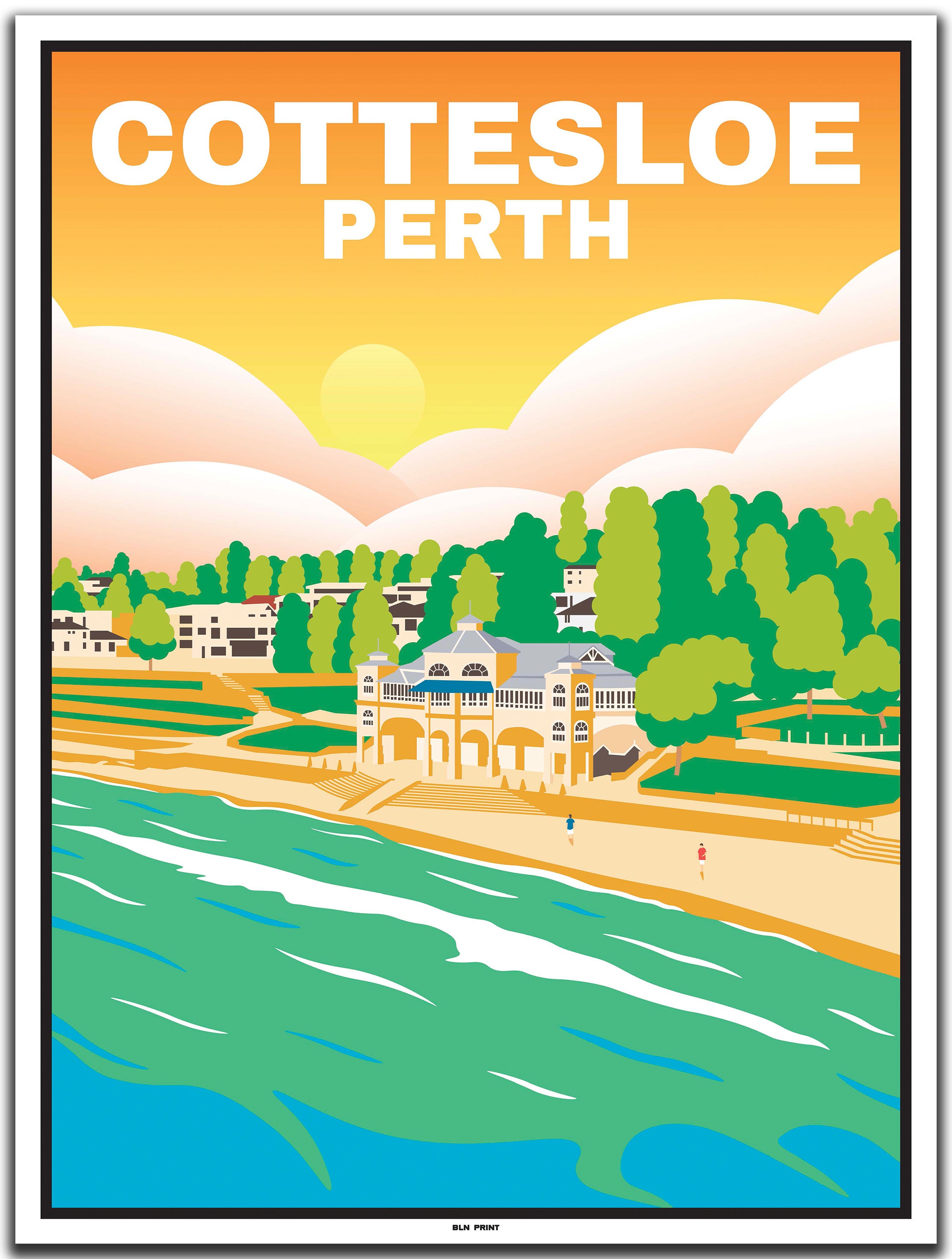 Perth Cottesloe (1) - Vintage Travel Poster – BLN PRINT