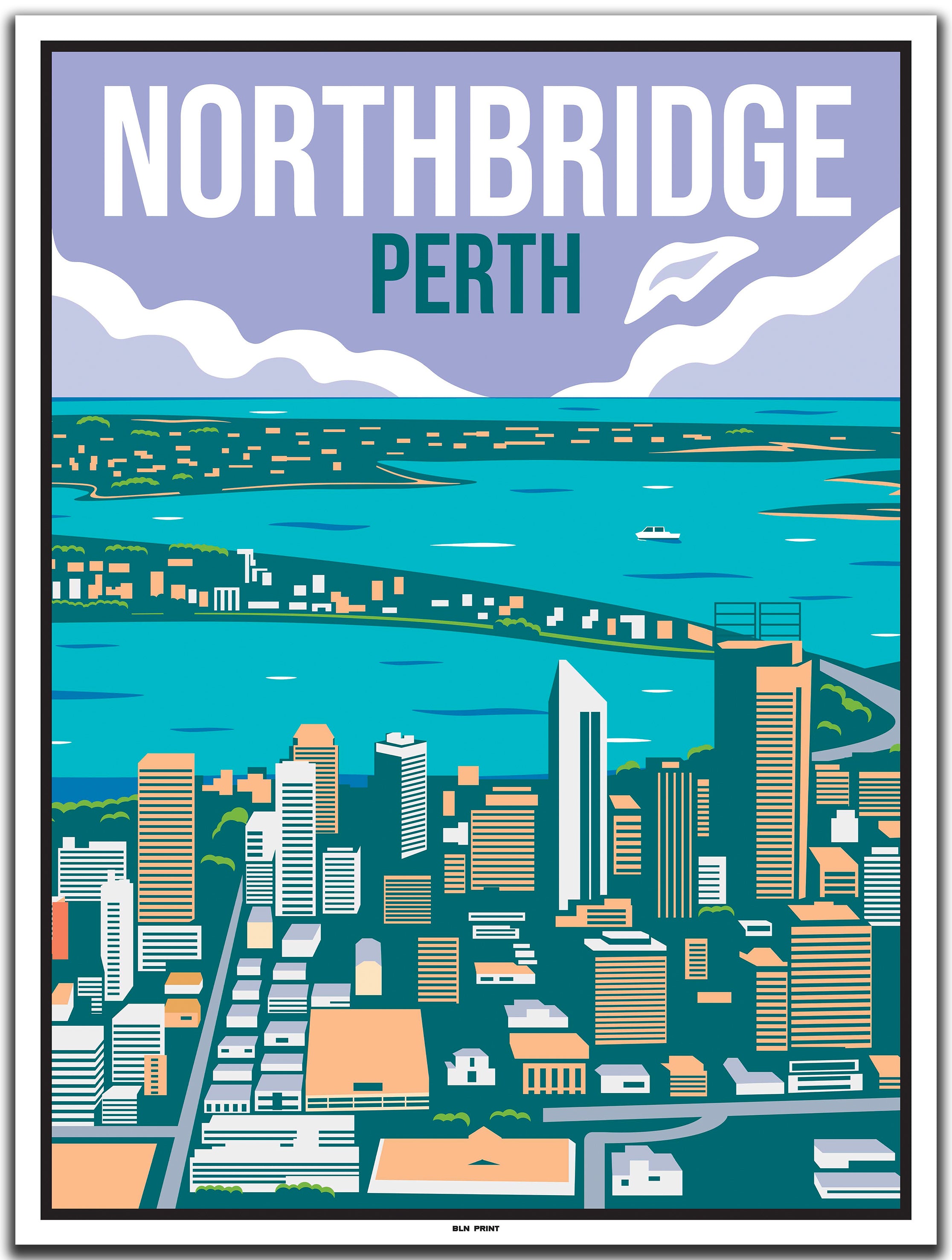 Perth Northbridge (1) - Vintage Travel Poster – BLN PRINT