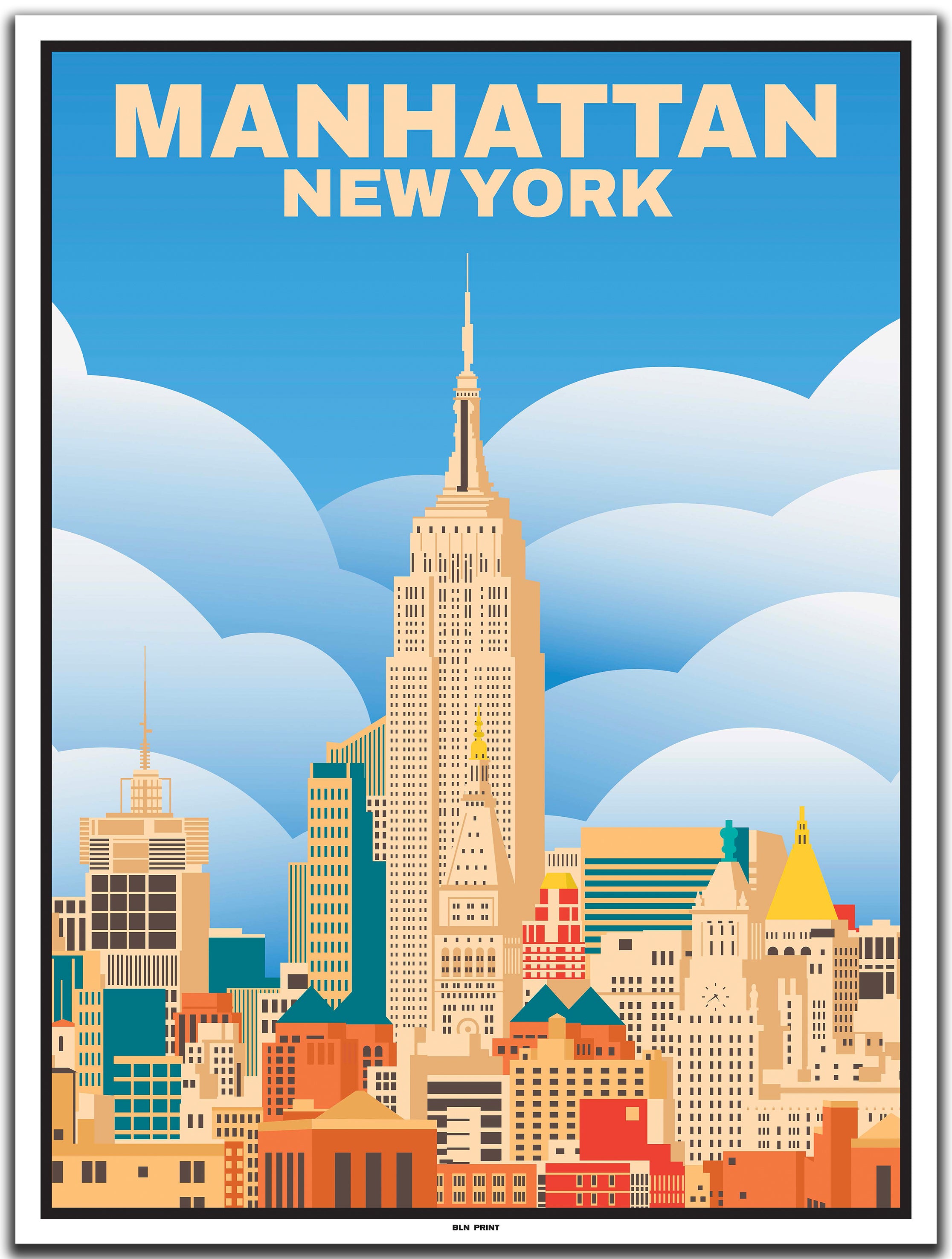 New York Manhattan (1) - Vintage Travel Poster – BLN PRINT