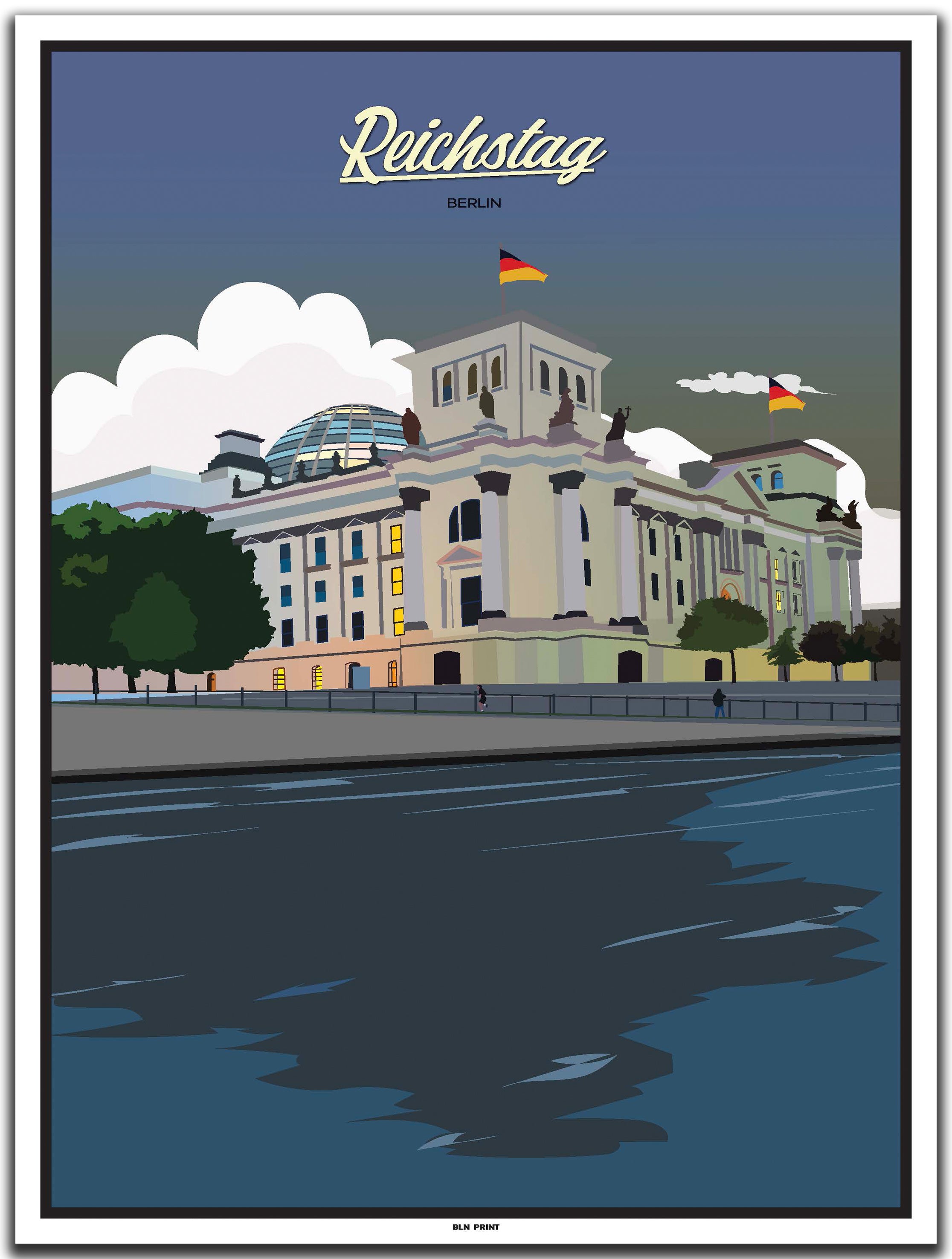 Regierungsviertel: Reichstag (1) - Vintage Travel Poster – BLN PRINT