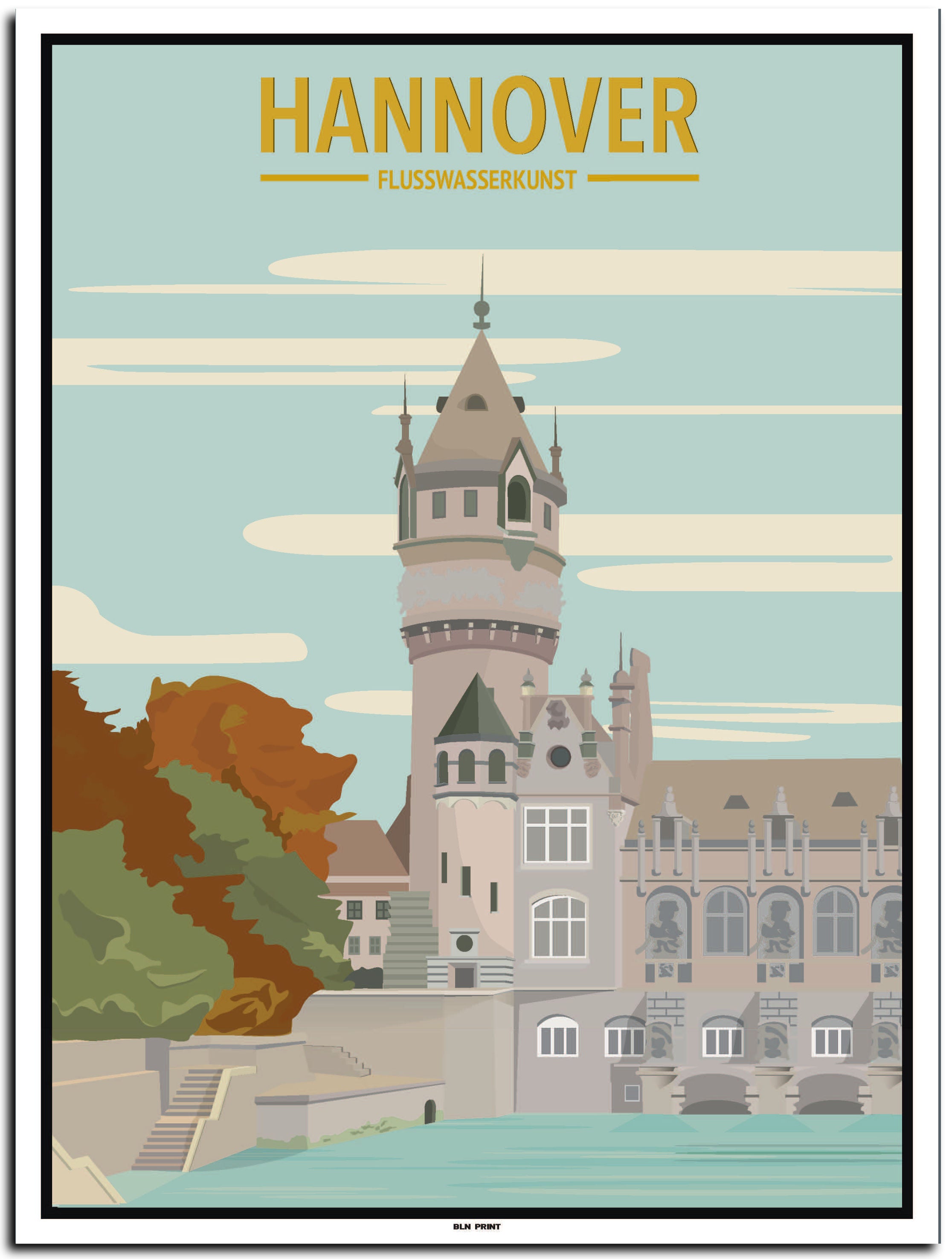 Flusswasserkunst Hannover (1) - Vintage Travel Poster – BLN PRINT