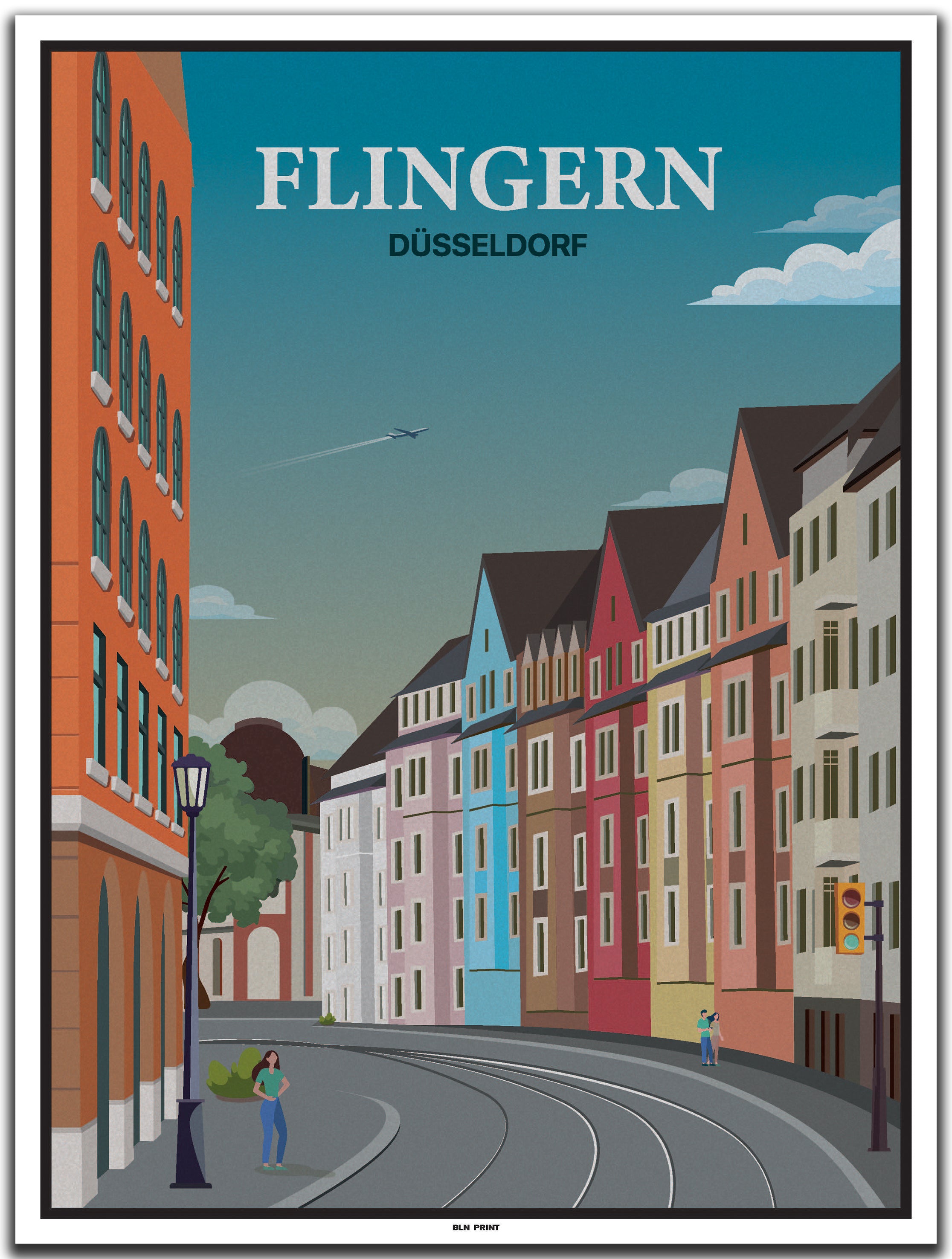 Dusseldorf Flingern (1) - Vintage Travel Poster – BLN PRINT