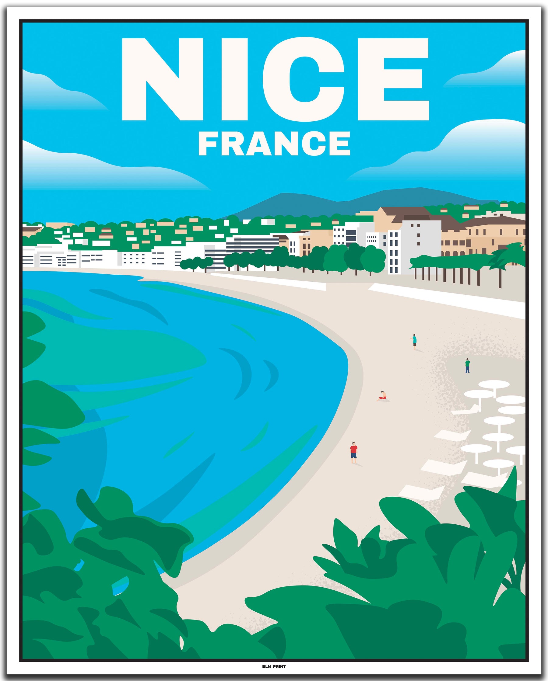 Promenade des Anglais Nizza (1) - Vintage Travel Poster – BLN PRINT